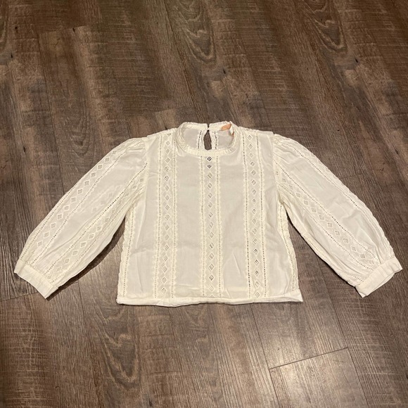 Zara | Tops | Zara Embroidered Pattern Lace Top In Ivory | Poshmark